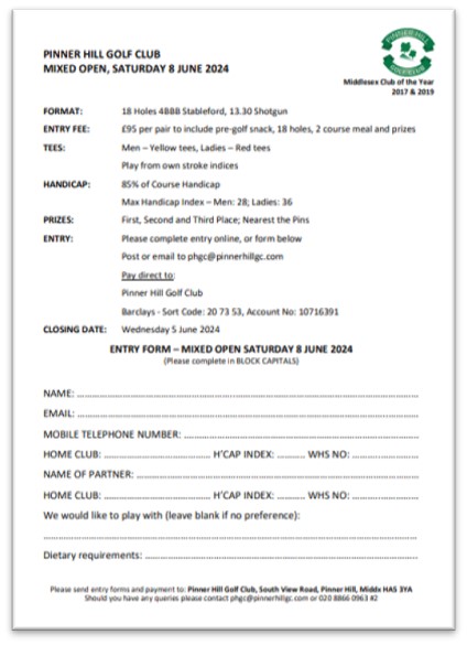 Club Opens – Middlesex Golf